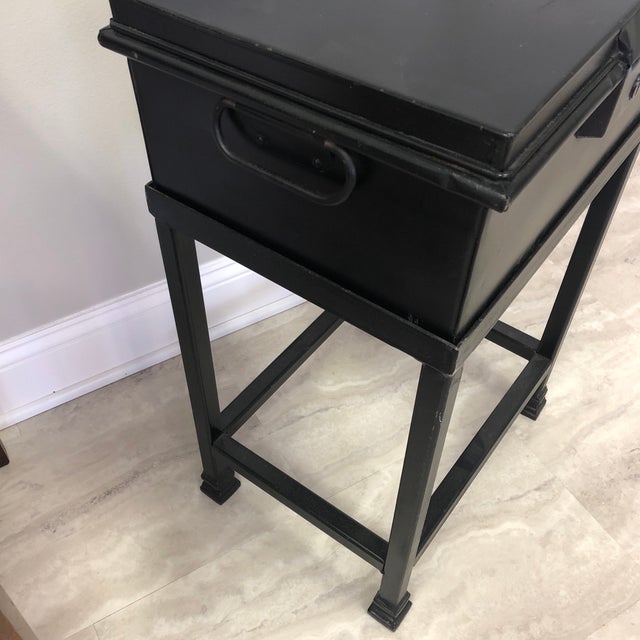 1940's English Steel Deed Box on Stand | Chairish