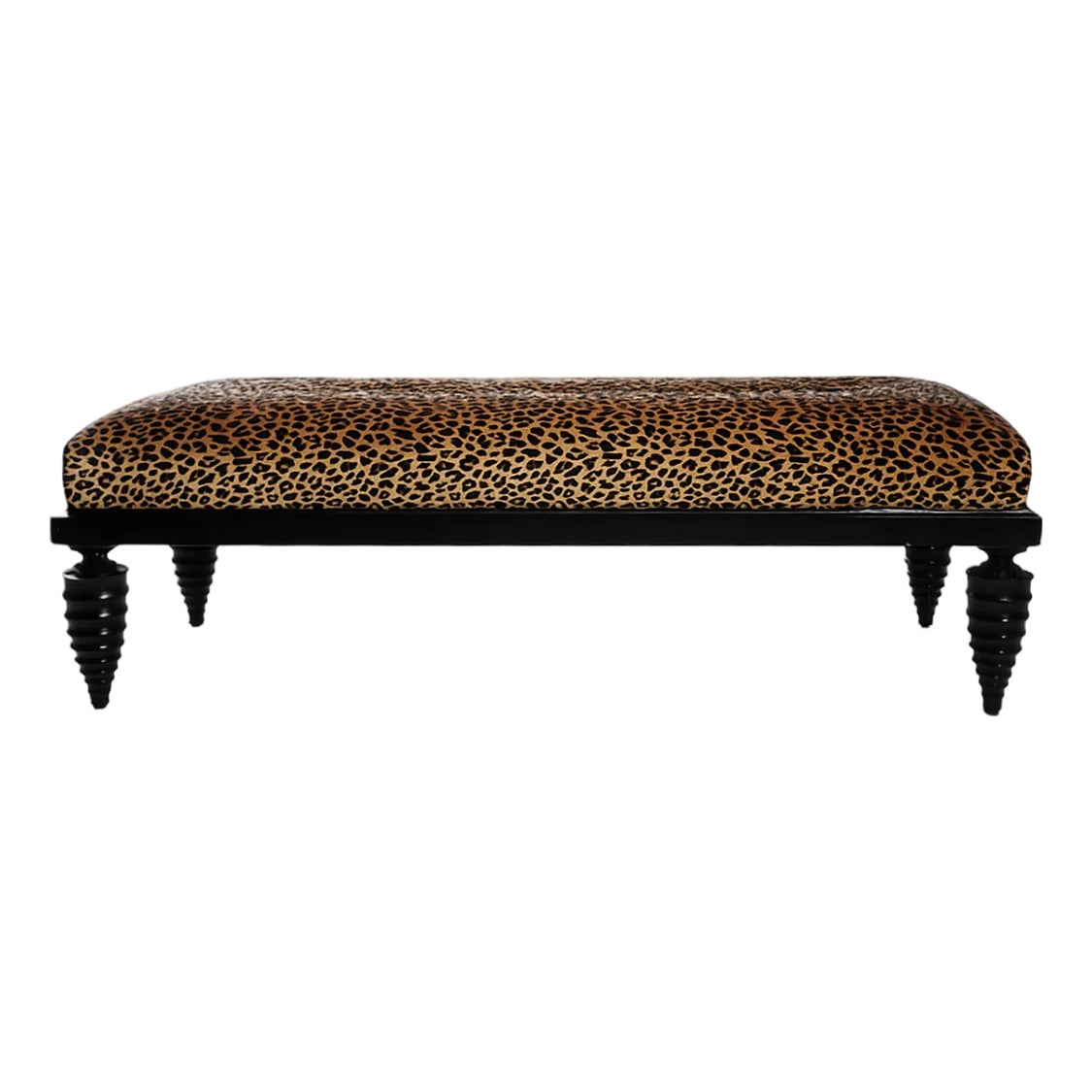 Marbello Design Leopard Bench With Spindle Legs | Chairish