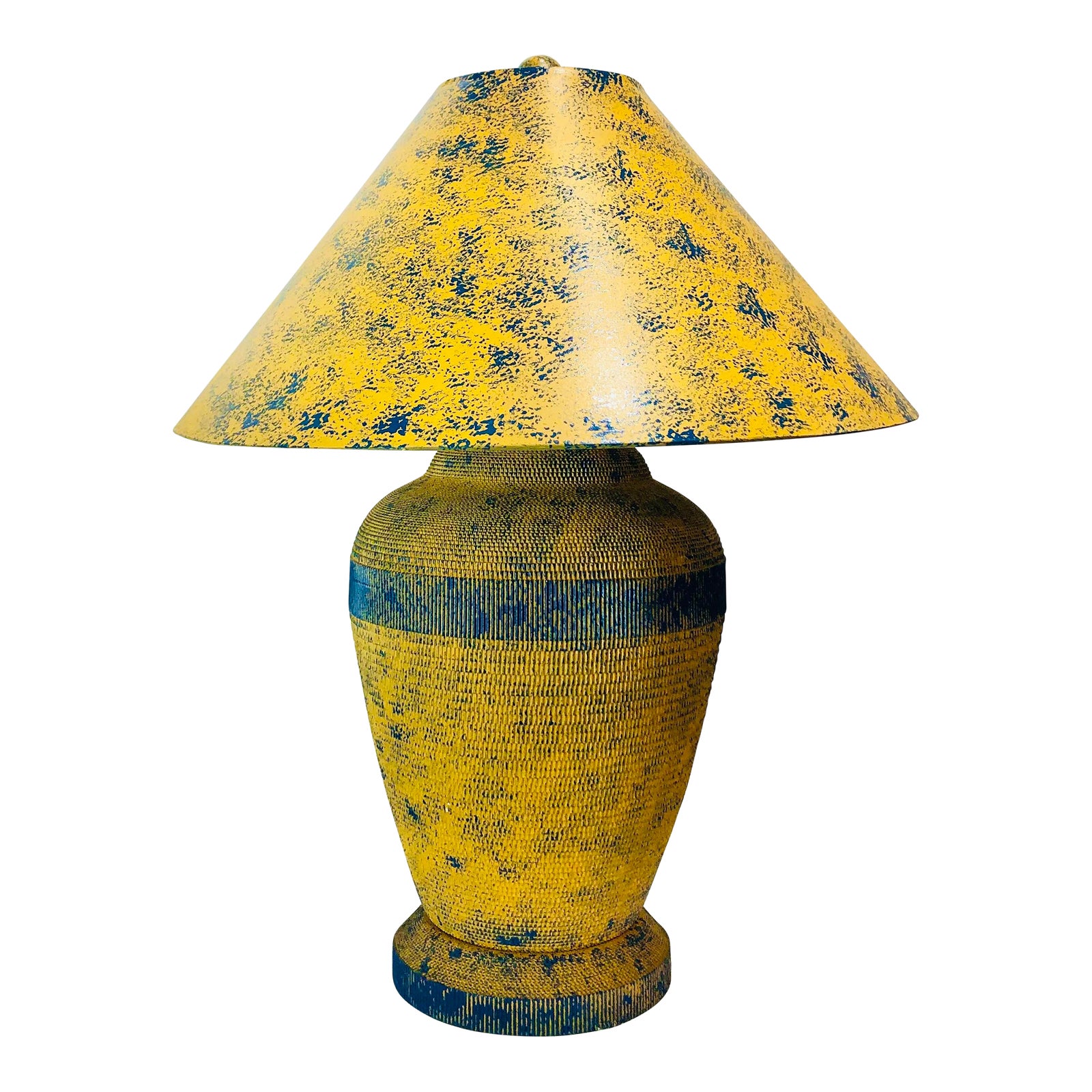 Vintage Late 20th Century Splatter Painted Corrugated Paper Table Lamp ...