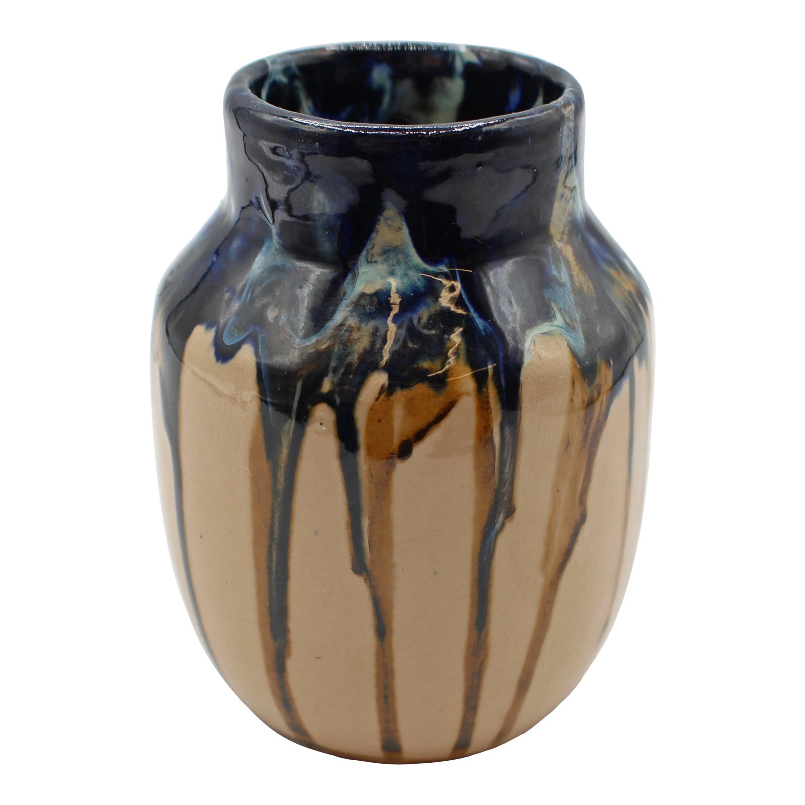 Post-1921 Marked American Small Zane Pottery Drip Glazed Vase | Chairish