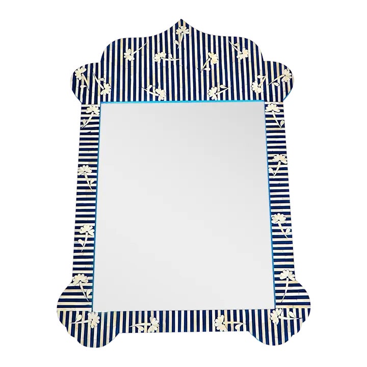 Taj Blue Bone Inlay Mirror | Chairish