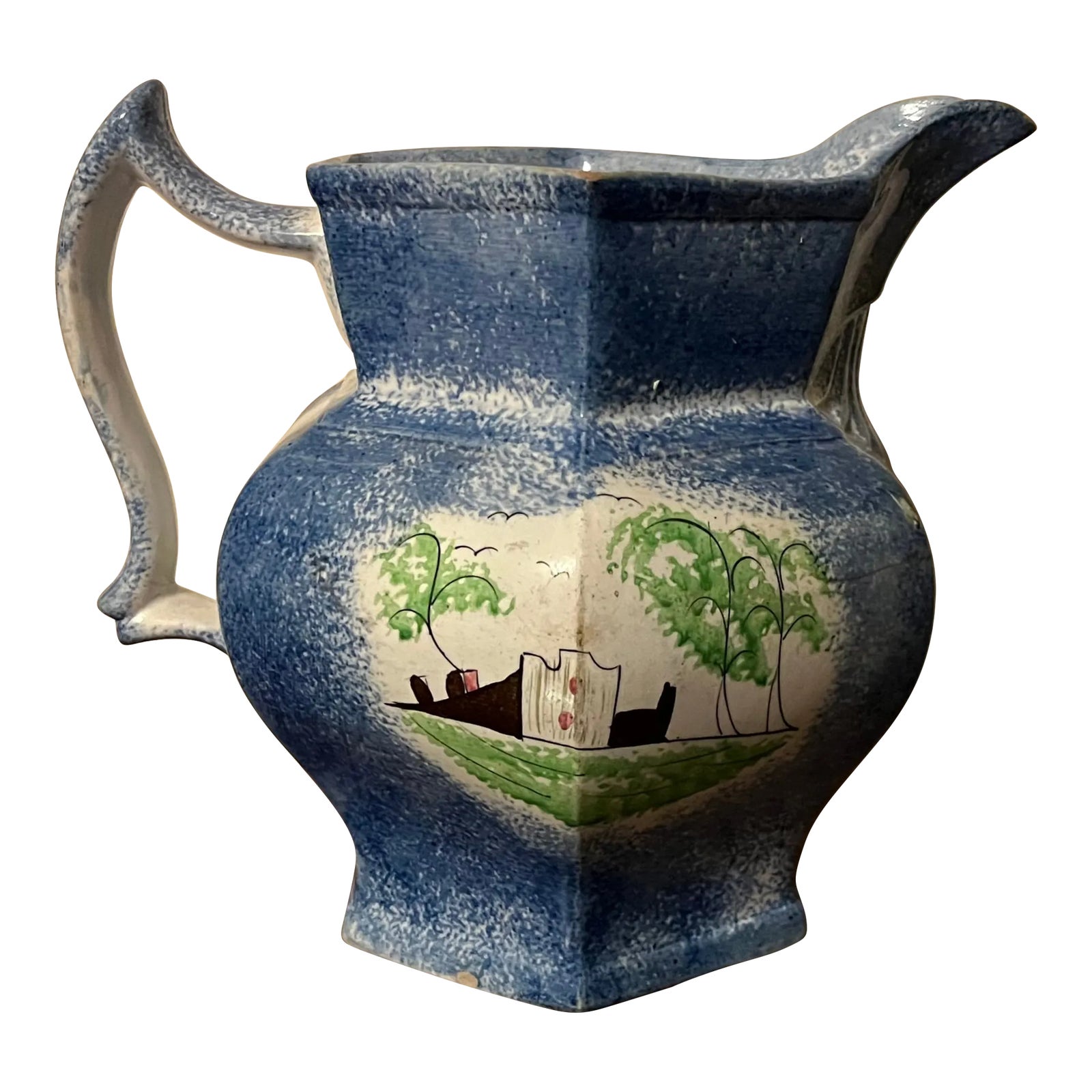 Large Antique Early 19th Century English Staffordshire Blue Spatterware ...