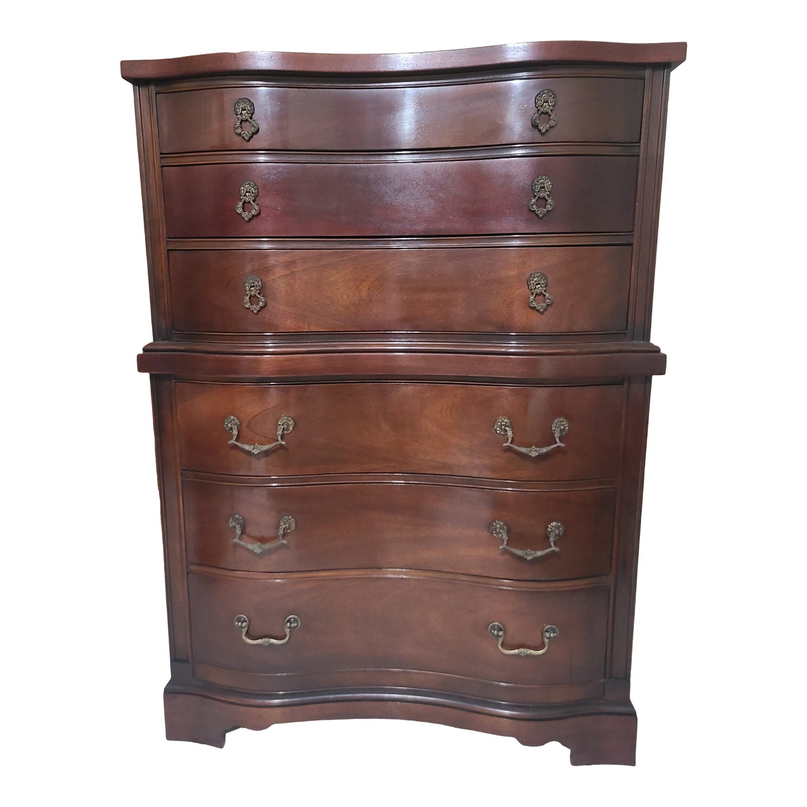 Vintage Curved Front Mahogany Chest on Chest | Chairish