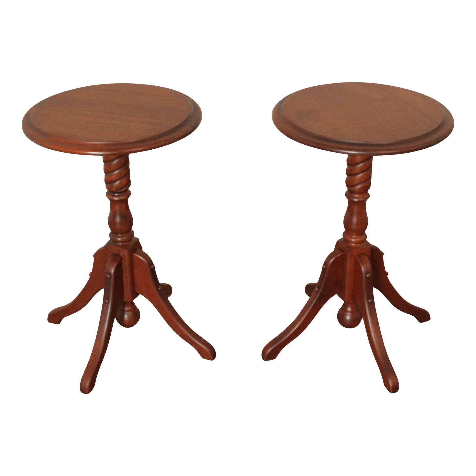 Traditional Pair of Cherry Side Tables | Chairish
