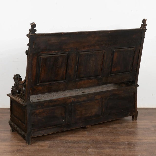 Heavily Carved Oak High Back Bench With Storage, Denmark Circa 1870 ...
