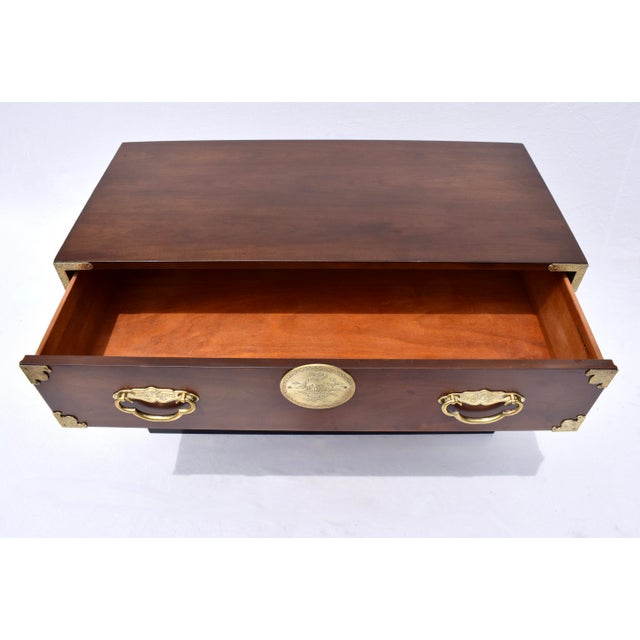 Pair Asian Modern Style Walnut Campaign Chests Henredon, 1970's | Chairish