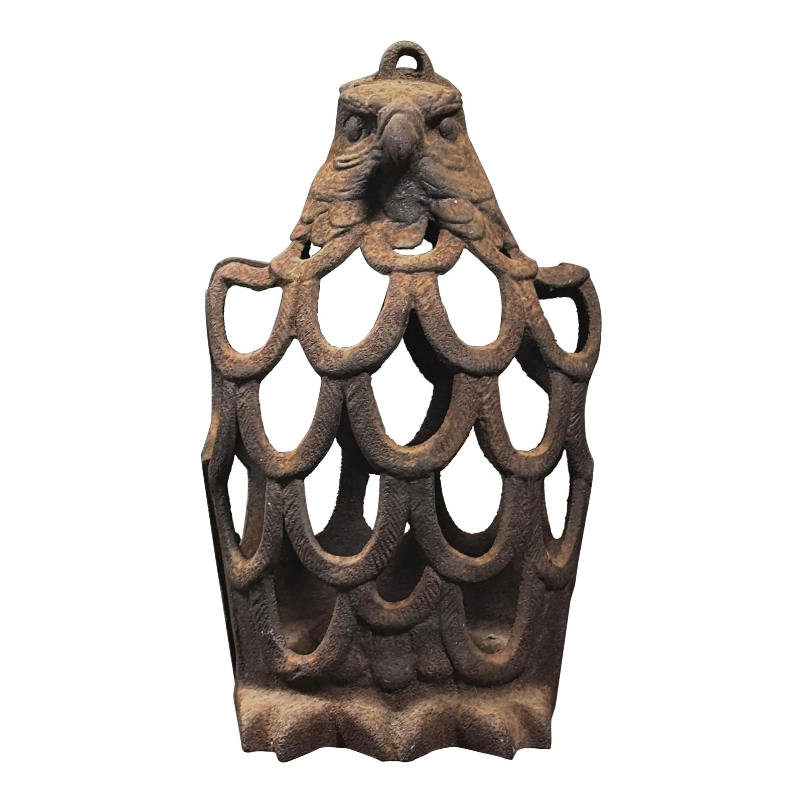 Antique Folk Art Cast Iron Eagle Lantern | Chairish
