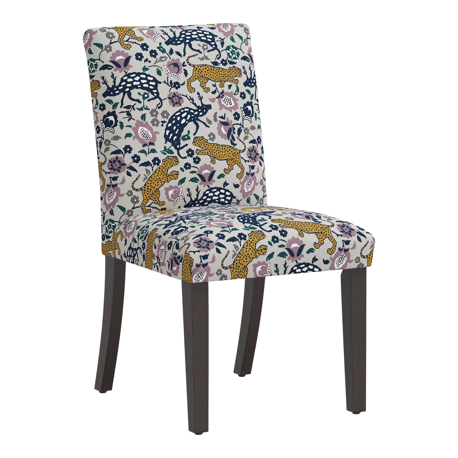 Chelsea Dining Chair in Mustard Plum Leopard | Chairish