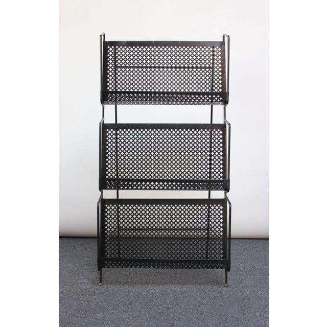 Large Mid-Century Modern Free-Standing Collapsable Metal Magazine Rack ...