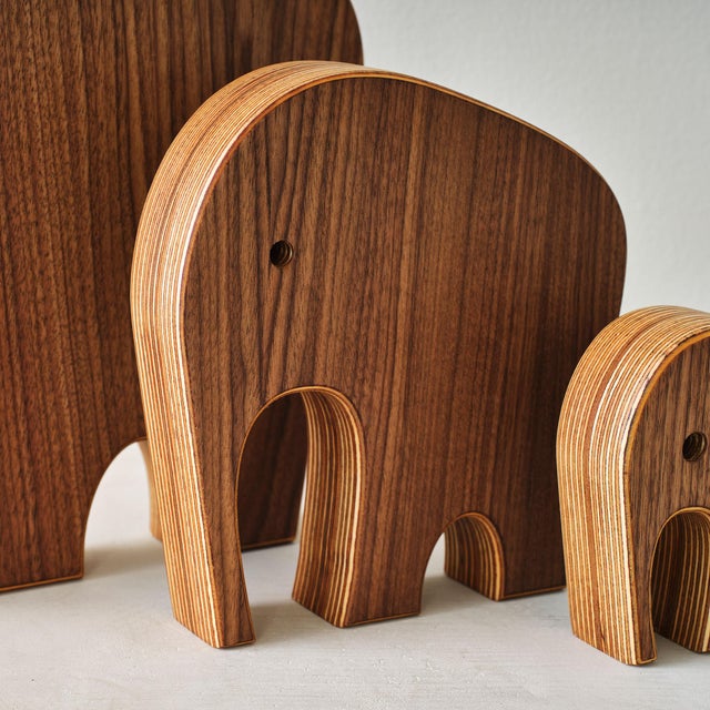 Modern Wood Elephant Sculpture - Medium | Chairish