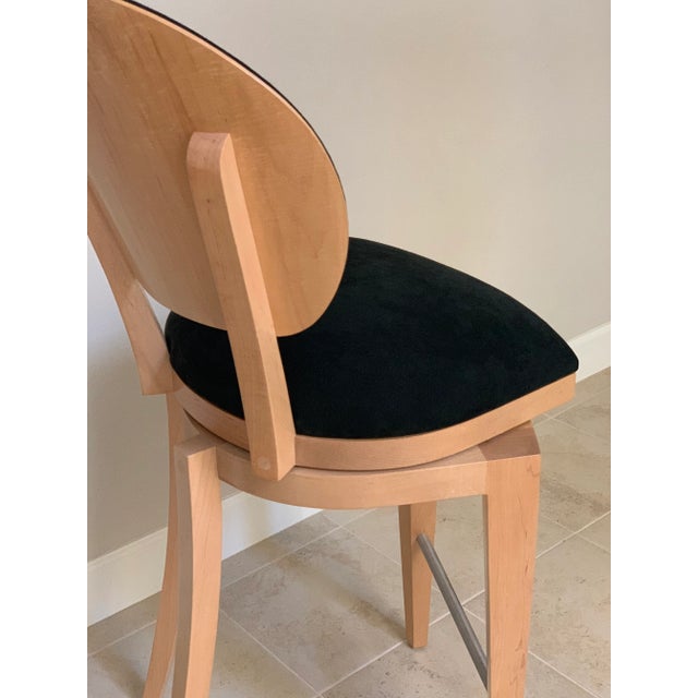 Contemporary Maple & Black Suede "Jake" Swivel Bar Stools by Nick ...