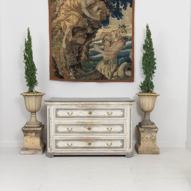 18th Century French Large Painted Commode With Hand-Painted Marbleized ...