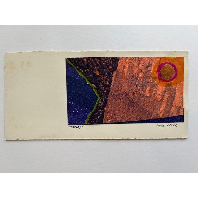 1960s "Melody" Collage Print Purple and Orange Ny Artist Myril Adler ...