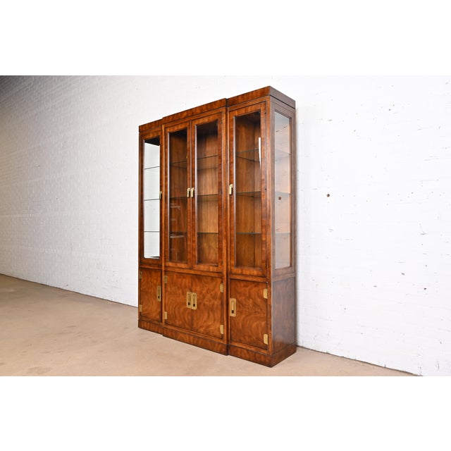 Drexel Heritage Hollywood Regency Campaign Burled Mahogany Lighted ...