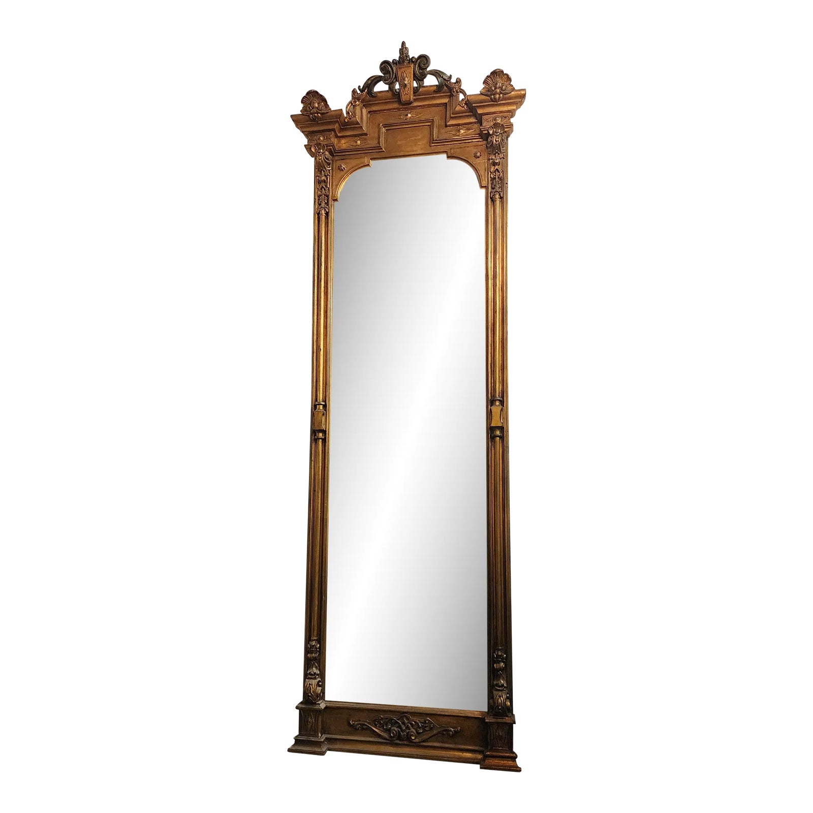 Antique Giltwood Diamond Dust Pier Mirror | Chairish