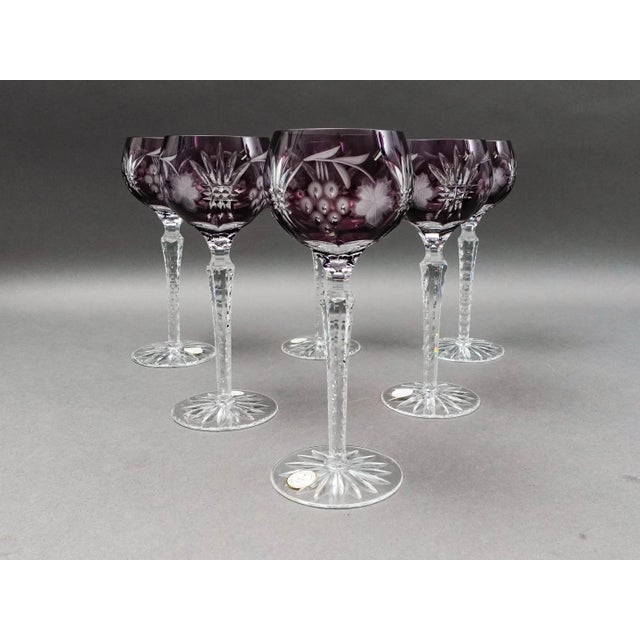 Late 20th Century Ajka Marsala Purple Cut to Clear Crystal Hock Wine ...