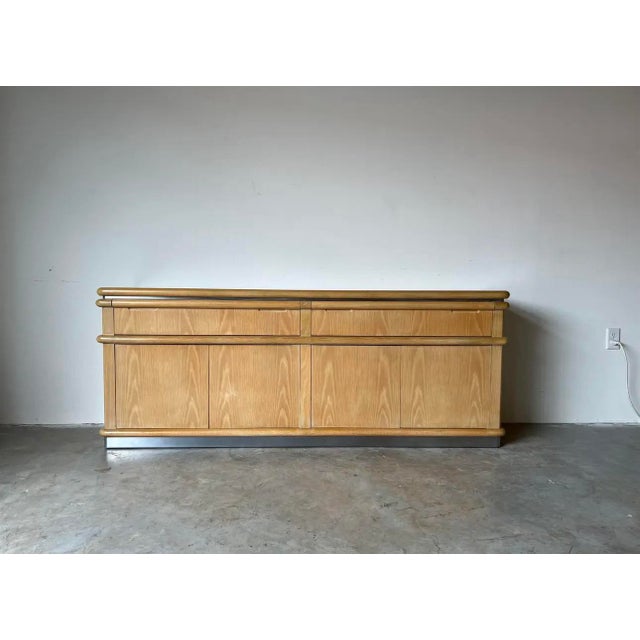 Jay Spectre for Century Furniture Cerused Oak & Chrome Credenza ...