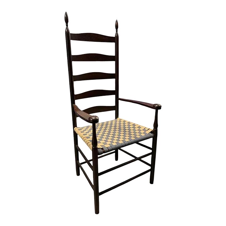 Antique High Back Ladder Arm Chair | Chairish