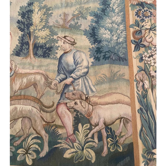 19th Century French Hand Woven Aubusson Tapestry With Noble Hunting Party Scene | Chairish