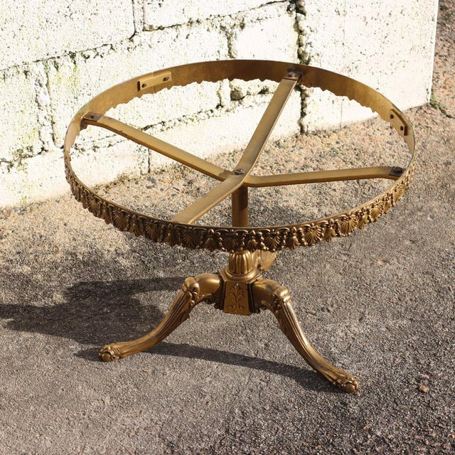 Vintage Louis XV French Round Marble & Brass Coffee Table, 1960s | Chairish
