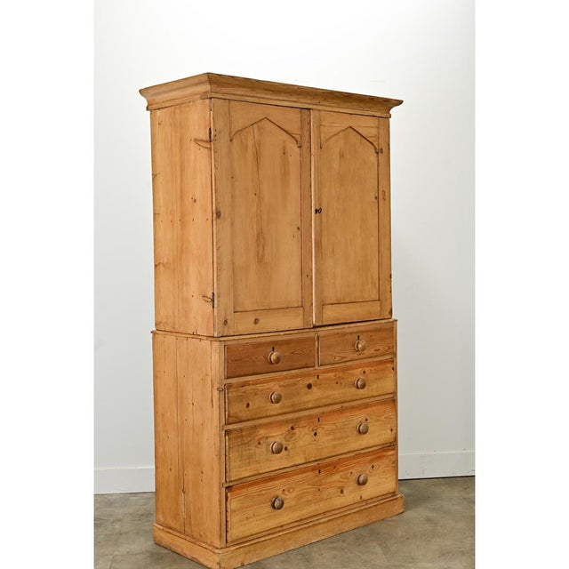English 19th Century Pine Linen Press | Chairish