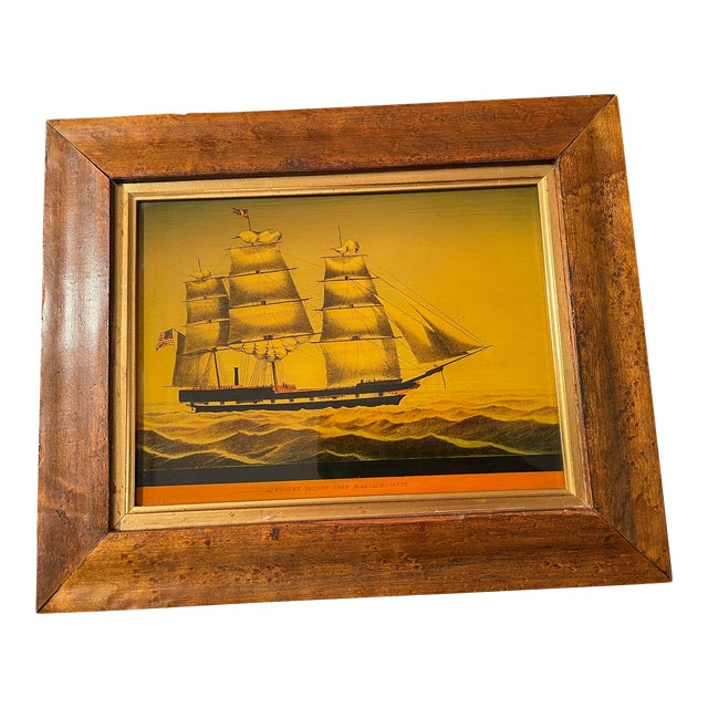 Antique Painting on Glass of an Auxiliary Packet Ship in Massachusetts ...