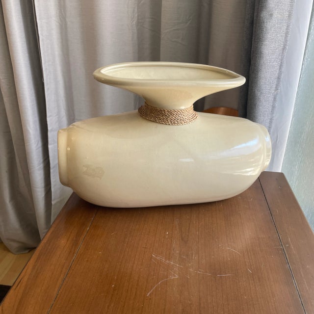 Oval Boho Vase With Braided Rope Neck | Chairish