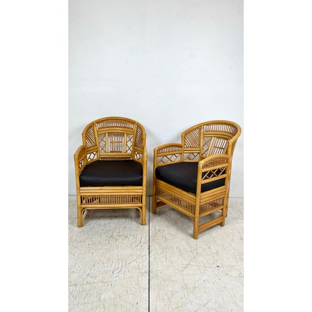 Vintage Rattan Brighton Style Chairs- a Pair | Chairish