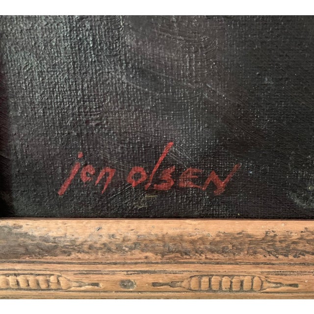 1930s Painting Man on a Park Bench by Jon Olsen, Signed and Framed ...