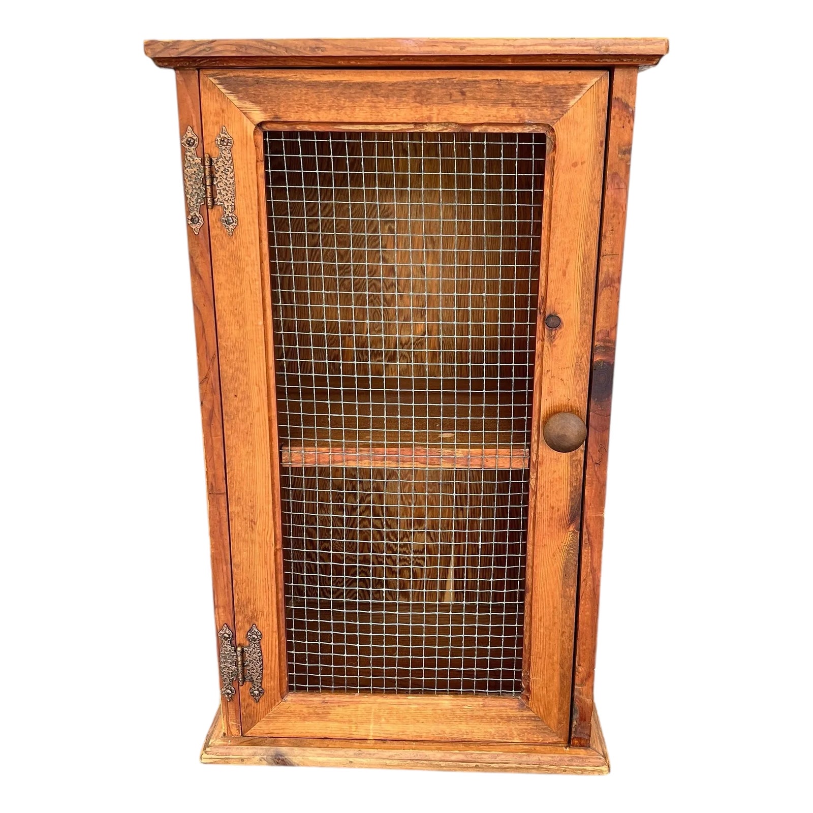 Mid Century Natural Wood Knotty Pine Cabinet, Wire Door Panel ...