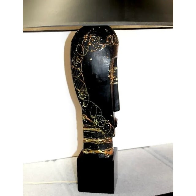 1950s Tribal Head Bust Table Lamp | Chairish