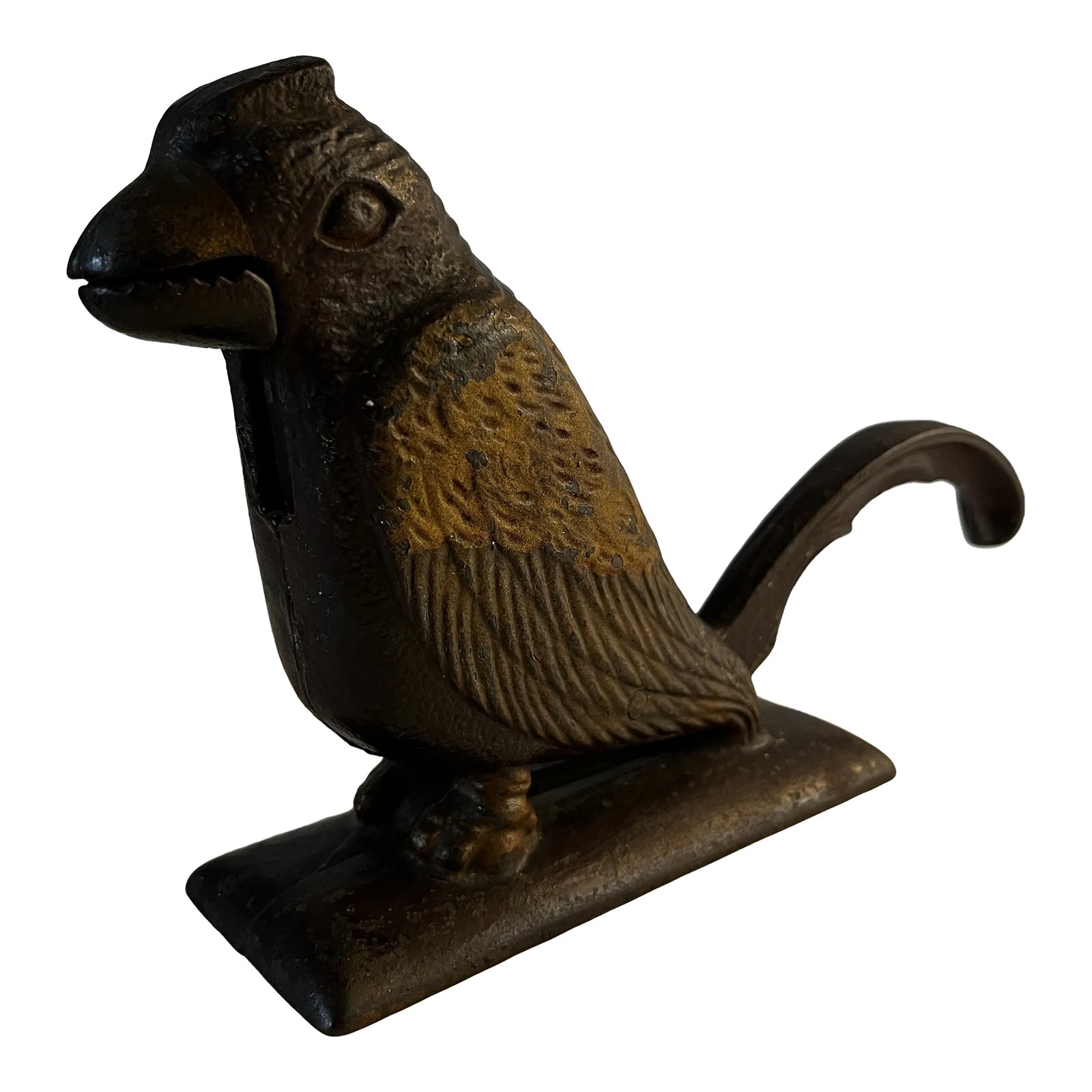 Antique 1900s Cast Iron Painted Bird Nutcracker | Chairish