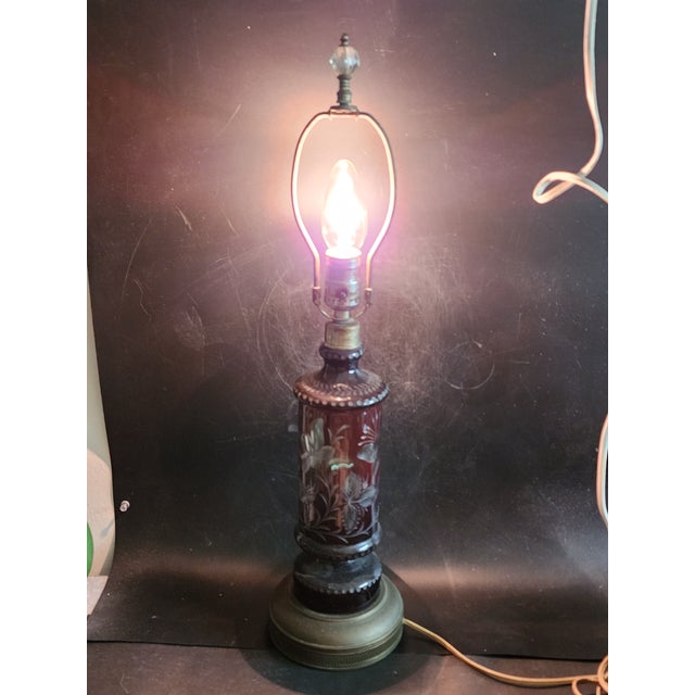 1920s Bohemian Ruby-Red Cut Glass Lamps - a Pair | Chairish