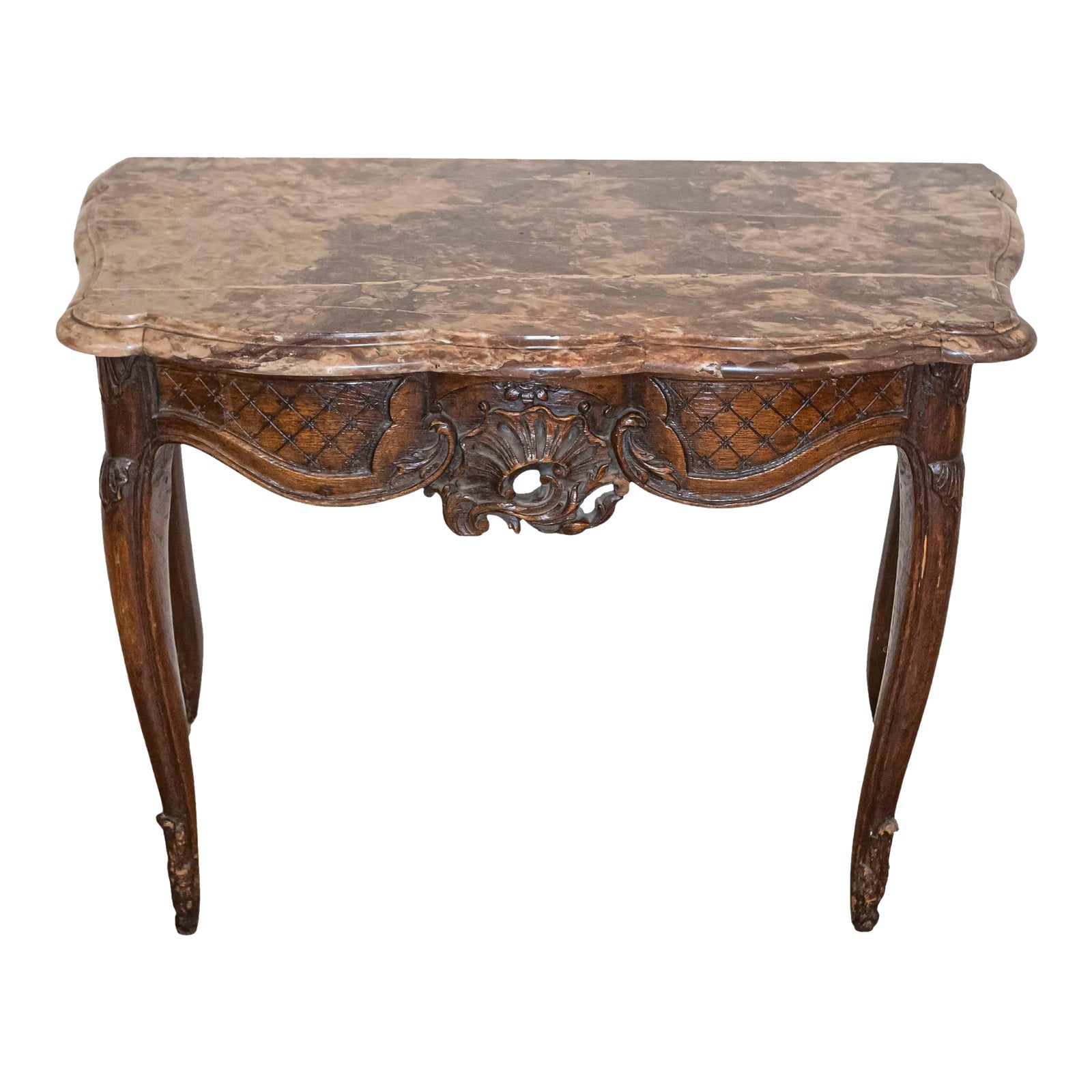 French 1720s Régence Period Walnut Console Table with Original Marble ...