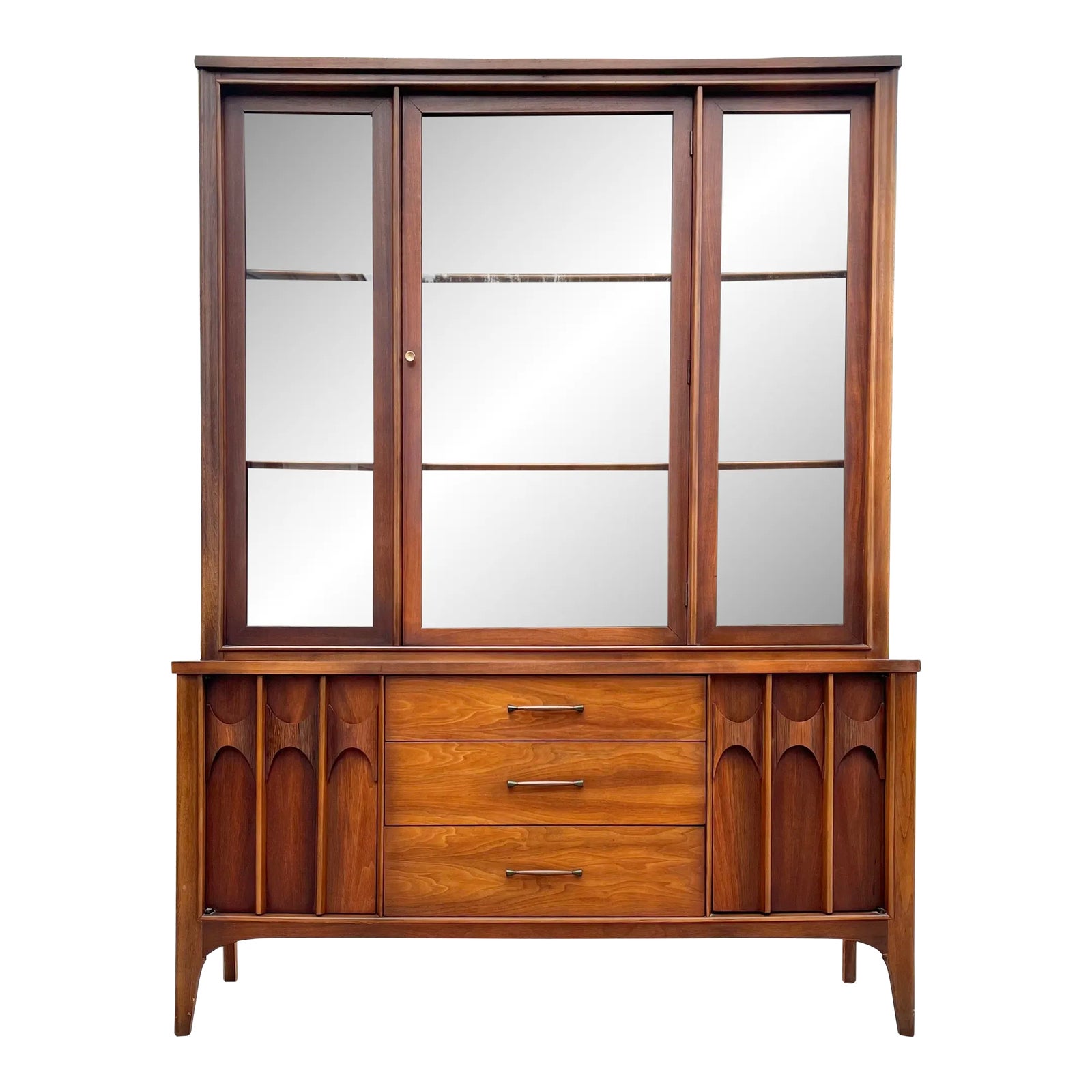 Highboy Hutch With Buffet and Display Storage in the Style of Kent ...
