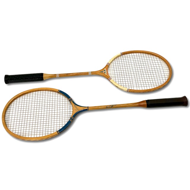 2 Vintage Mid 20th Century American Hand Made Laminated Wood Badminton ...