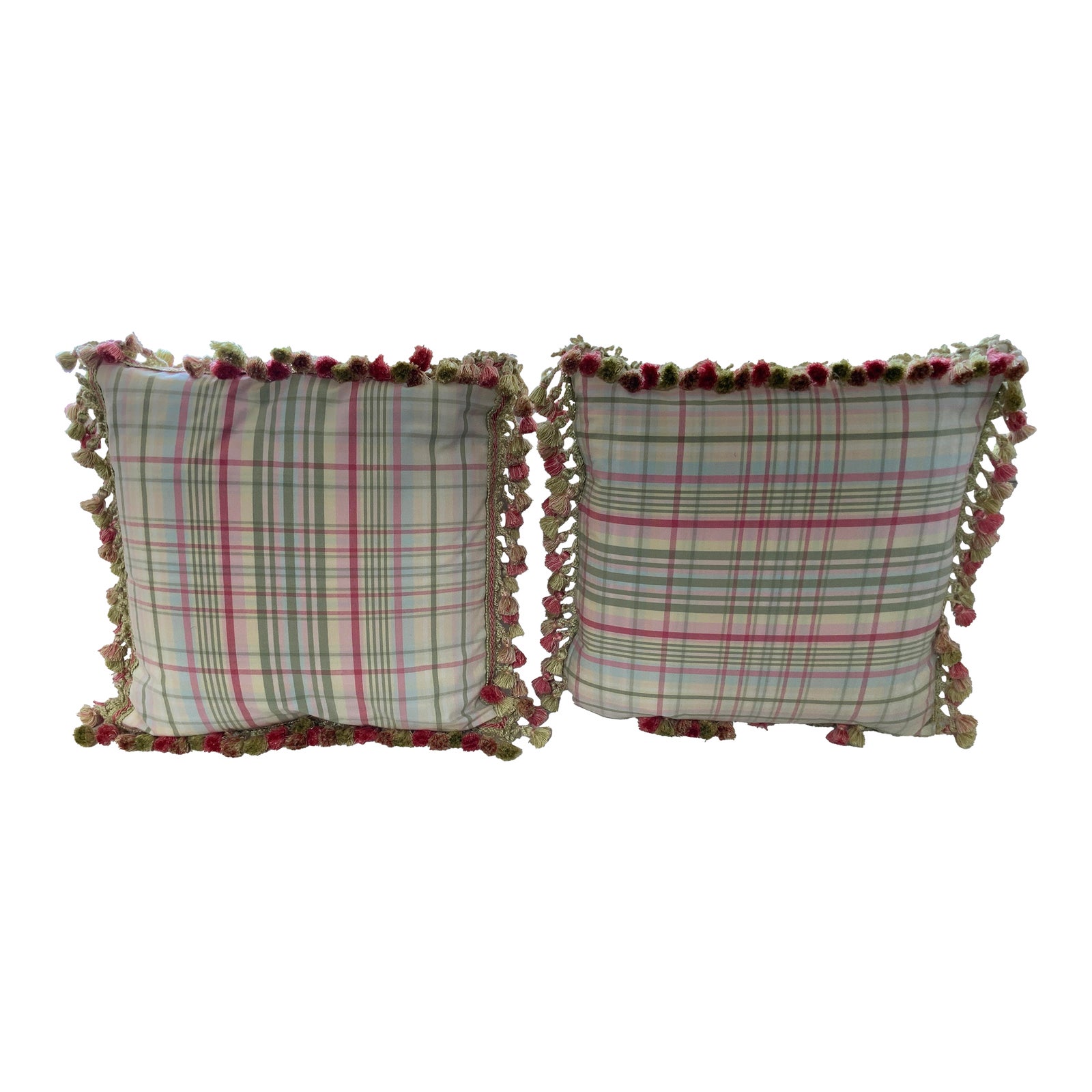 Pair of Custom Celery & Pink With Zipper Covers, Down Inserts Included ...
