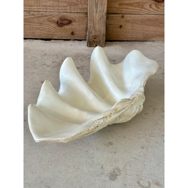 Vintage Coastal Cast Resin Sculptural Clam Shell Decorative Bowl | Chairish