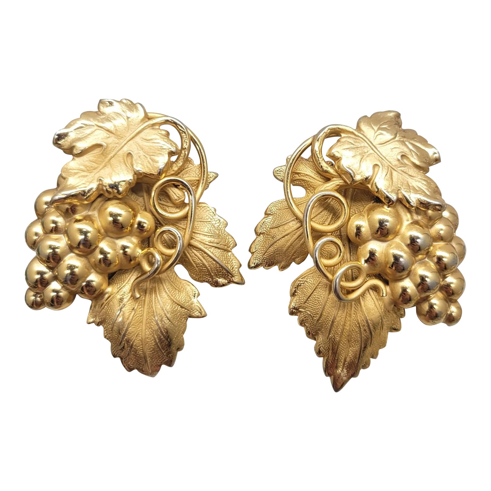 Vintage Signed Napier Book Piece "Danish" Goldtone Grape Leaves Clip ...