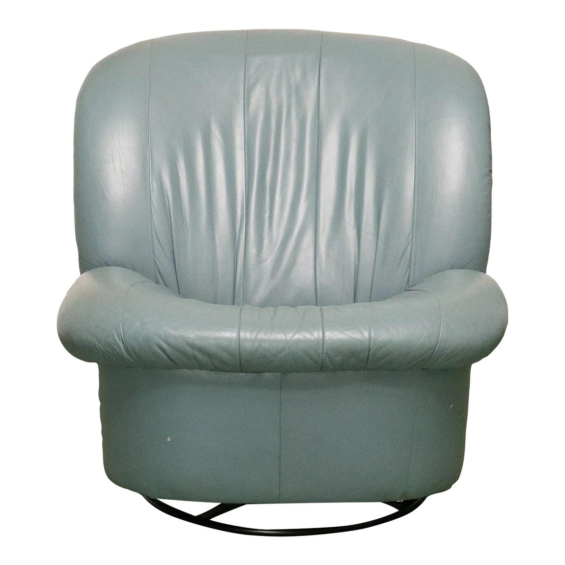 Vintage Postmodern 80s Leather Swivel Clam Chair | Chairish