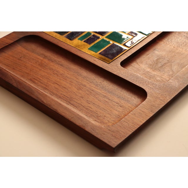 Walnut and Enameled Copper Cheese Board | Chairish