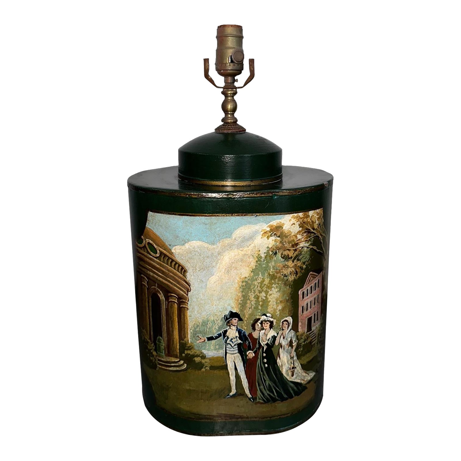 Vintage English Export Chinoiserie Style Tea Caddy Lamp | Chairish