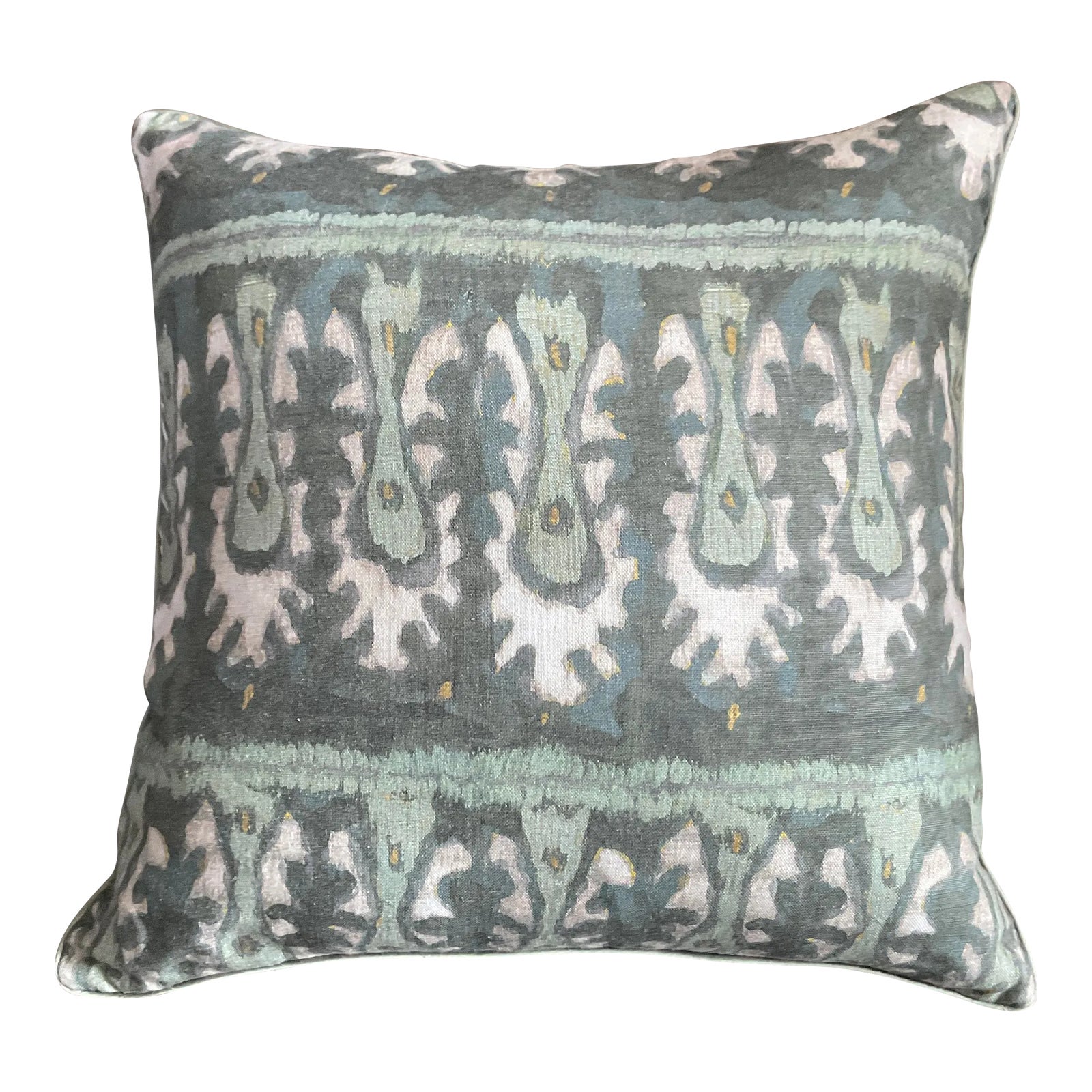Ryan Home Sage Green Ikat Pillow | Chairish