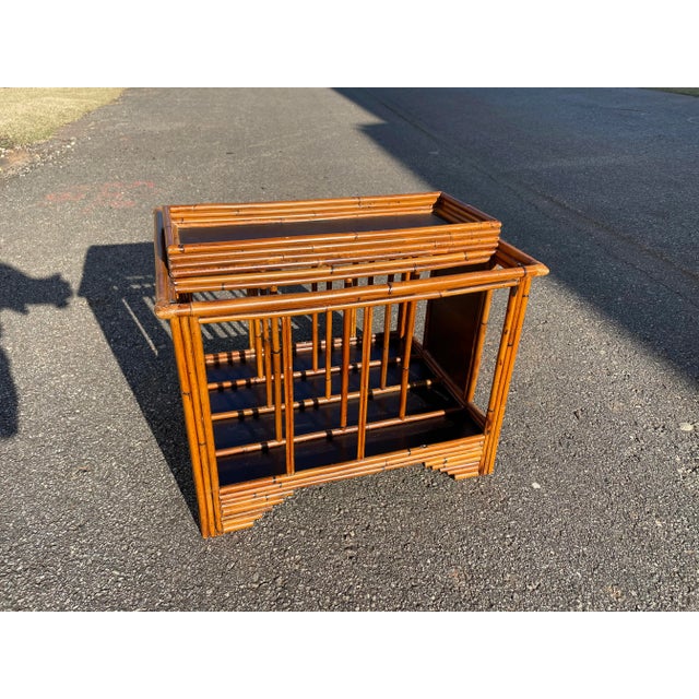 1990s Selamat Designs Bamboo Pencil Reed Magazine Rack With Removable ...