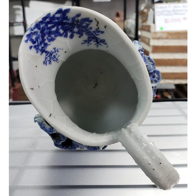 Mid 19th Century English Flow Blue Porcelain Pitcher With Applied ...