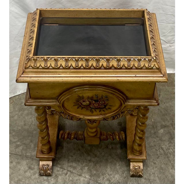 Italianate Antiqued Shadow Box Side Table | Chairish