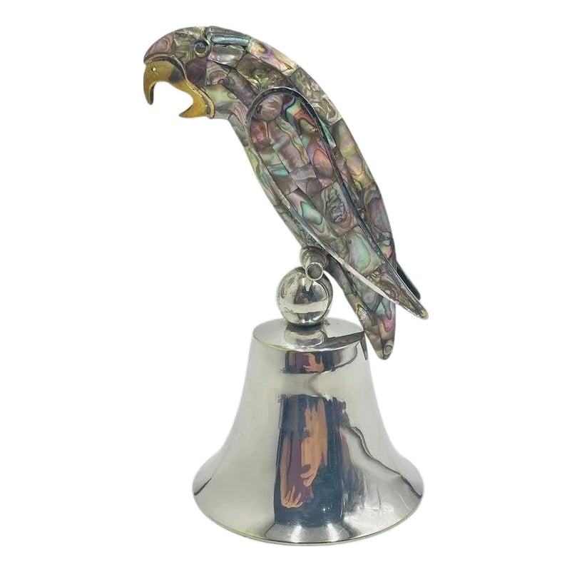1970s Mexican Silver Plated & Abalone Parrot Bell in the Style of ...