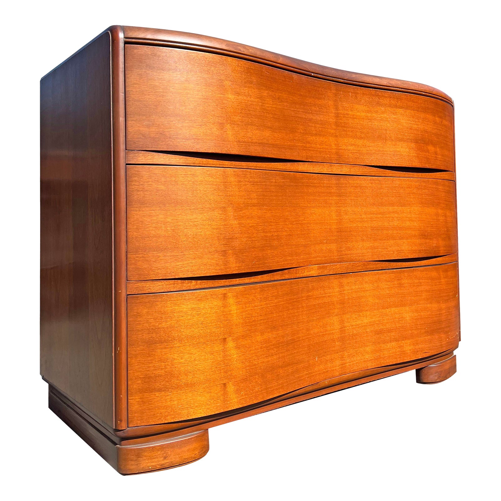 1930s Antique Deco Style Curved Wave Front Low Dresser Chest of Drawers ...