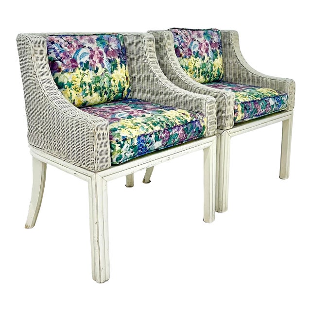 Vintage Wicker Ficks Reed Arm Chairs- a Pair | Chairish