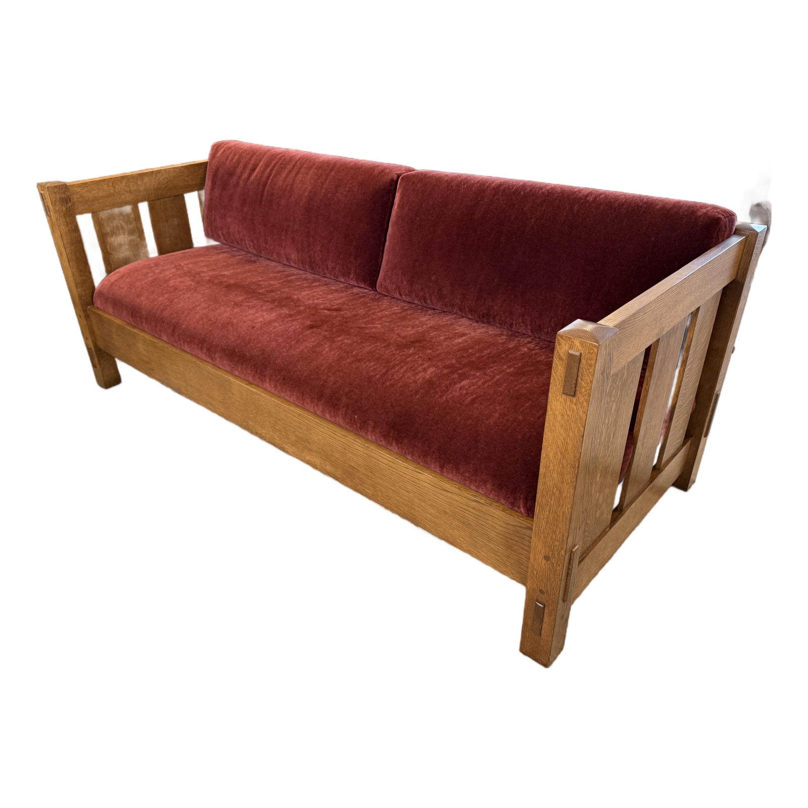 Stickley Mission Oak Wood Arts & Crafts Sofa | Chairish